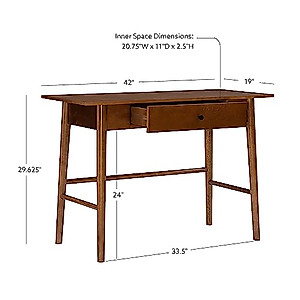Linon Melissa Mid-Century Walnut Desk, 42" W x 19" D x 30" H