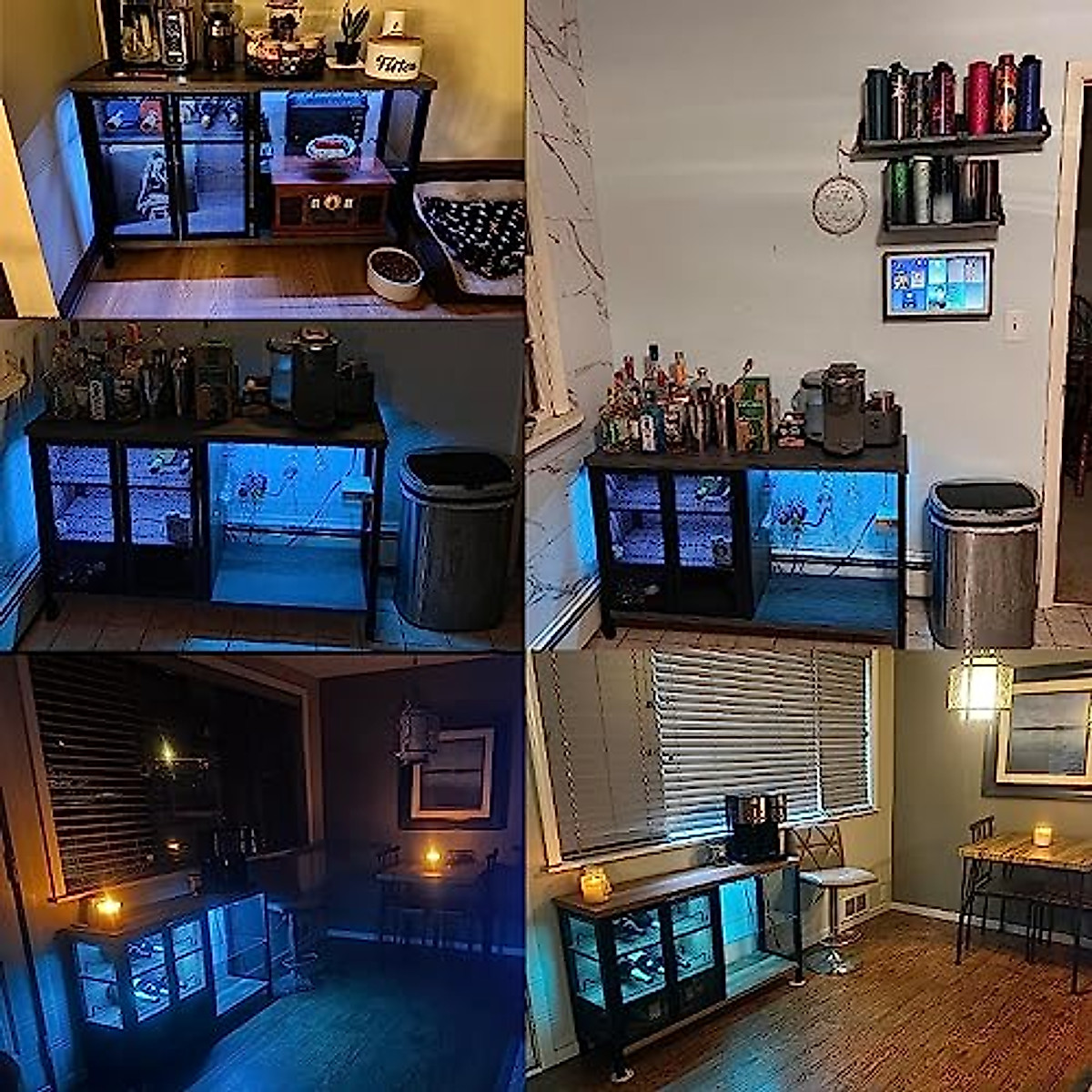 SOSPIRO Liquor Bar Cabinet with LED Lights, Industrial Wine Bar Cabinet with Wine Rack and Adjustable Shelves, Steel Coffee Bar for Home Dining Living Room Furniture, Grey