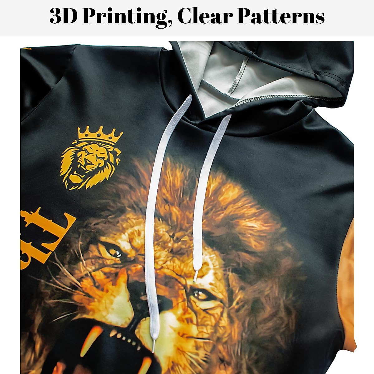 Ufehaho Lion King 3D Printed Men's Hoodies Sweater Set Pullover Tracksuit for Big and Tall 2 Piece Sweatshirt Suit