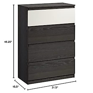Sauder Hudson Court Dresser, L: 31.5" x W: 15.51" x H: 46.26", Charcoal Ash Finish