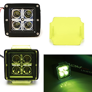 iJDMTOY LED Pod Light Fog Lamp Compatible With 2010-14 Ford SVT Raptor, Includes (4) 20W High Power Xenon White LED Cubes, (2) Amber Lens, Foglight Location Mounting Brackets & On/Off Switch Wiring