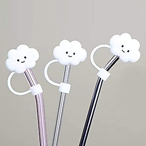 2Pcs Straw Tips Cover Straw Covers Cap for Reusable Straws Cloud Shape Straw Protector for 6-8mm Straws Airtight Seal Splash Proof Straw Protector Caps