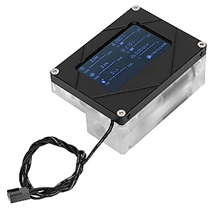 Zunate Water Cooling Temperature Meter, G1/4 Water Cooling Meter Indicator with Digital Screen, Meter Indicator for PC Water Cooling System Waterflow Temperature Monitoring