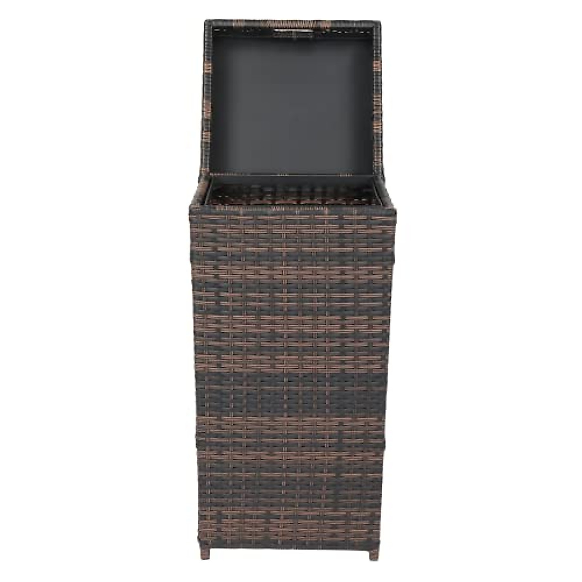 KECKS Brown Gradient with Top Cover Iron Frame Rattan Trash Can
