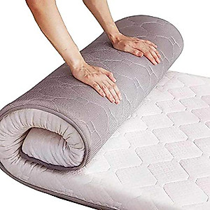 Soft Japanese Quilting Futon Mattresses, Thicken 10cm Tatami Mattress Foldable Floor Mat, Four Seasons Sleeping Pad-White Full: 120x200cm