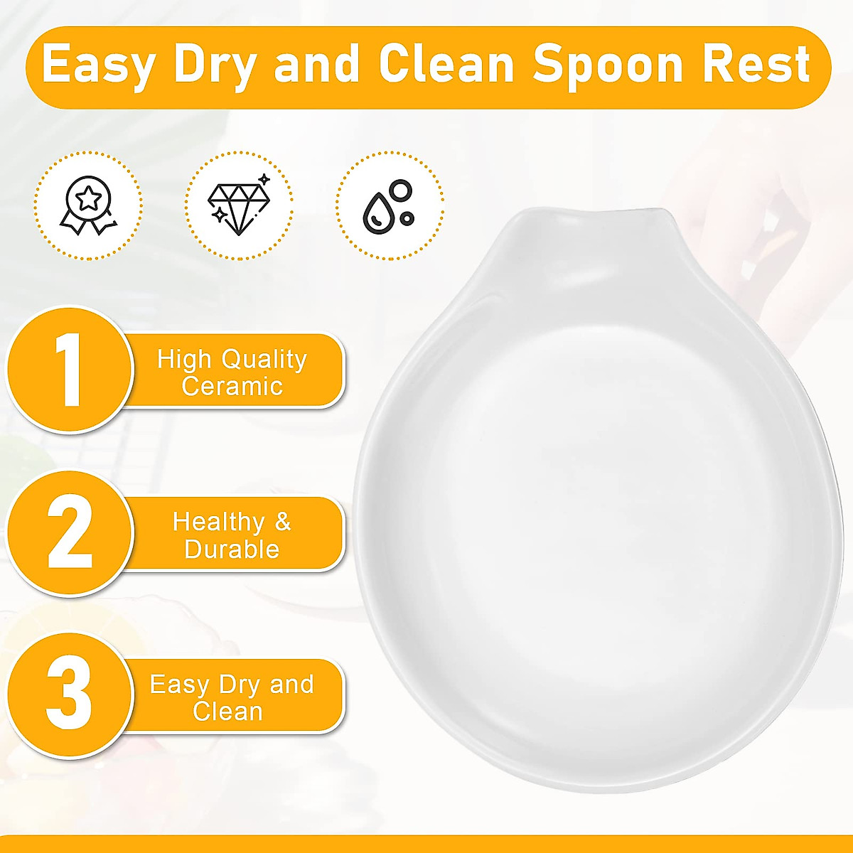 Irenare 8 Pcs Ceramic Spoon Rest for Kitchen Counter Porcelain Spoon Holder for Stove Top Spoon Utensil Rest Dishwasher Safe Spoon Cradle for Home Kitchen Accessories, White (3.74 x 3.54 Inch)