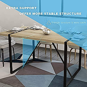 TABU 63 Inch Rectangular Multi-Purpose Table for 4-6, Industrial Style Heavy-Duty Table with Wood Tabletop and Metal Frame for Home,Office,Dining Room