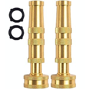 Garden Hose Nozzle, CM CUMIZON Solid Brass Heavy Duty Adjustable Twist Hose Nozzle, High Pressure Water Hose Sprayer Nozzle, 2 Pack