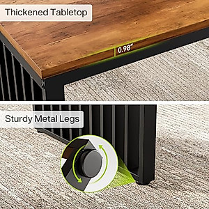 LITTLE TREE Two Person Desk, 78.74" Extra Long Computer Desk for 2 People, Rustic Brown Wooden Double Study Desk with Black Heavy Duty Metal Legs, Large Business Workstation for Home Office