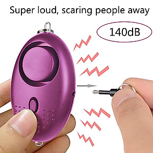 140 DB Personal Safety Alarm Self Defense Keychain Purple with LED Light, Security Alarm Personal Alarms for Women ,Kids,Man,Night Workers, Elderly SOS Alarm Emergency AOLANS