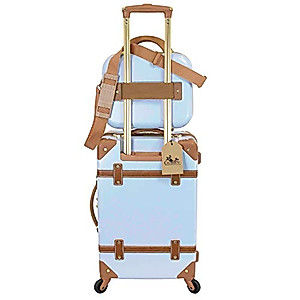 Chariot Gatsby 2-piece set Hardside Expandable Carry On Luggage With Matching Beauty Case (Ice Blue)