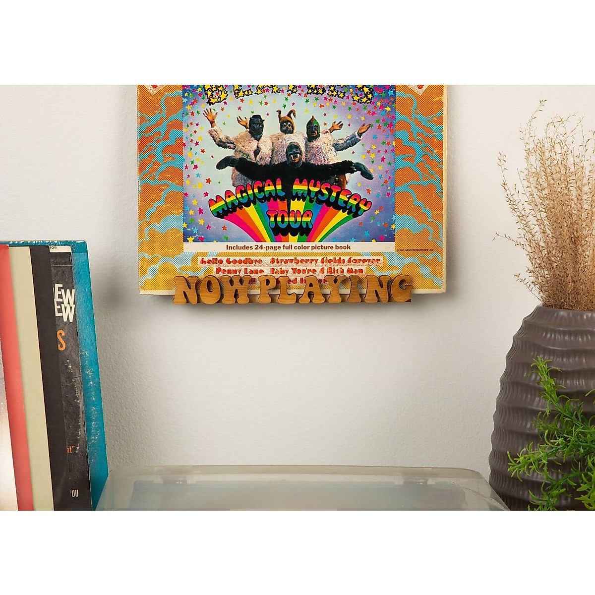 Off The Deep Trend Now Playing Vinyl Record Stand - Display Wall Mount Solid Wood Album Shelf Bracket Hanging Storage LP Holder Retro Gift for Music Lovers Player Accessory