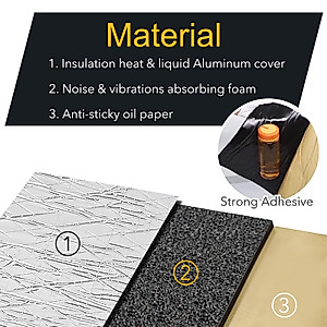 Car Sound Deadening Material Mat - 197 mil 8.7 sqft Auto Audio Deadener Foam, Sound Dampening and Heat Insulation for Truck, Vehicle