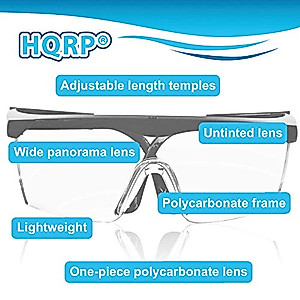 HQRP Clear Tint UV Protective Safety Goggles Glasses for Yard work, Gardening, Lawn mowing, Weed whacking, Hedge trimming, Wood working, Construction, etc.