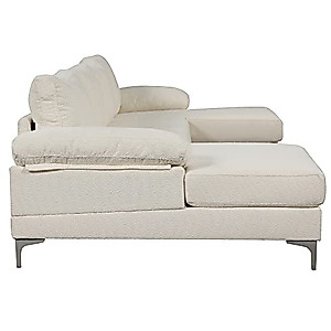 Casa Andrea Milano Modern Large BOUCLÉ U-Shape Sectional Sofa, Luxury Couch with Extra Wide Chaise Lounge, Couch for Living Room Apartment Lounge, Cream Boucle
