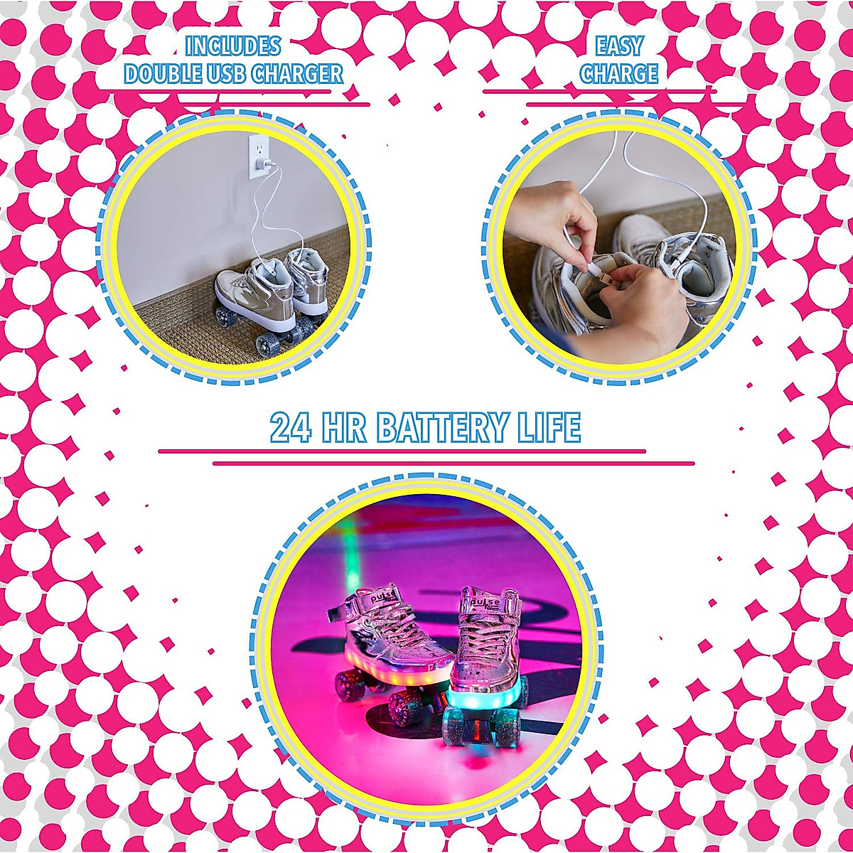 CHICAGO Skates Pulse Light Up Quad Skates, Women's Adult Sizes