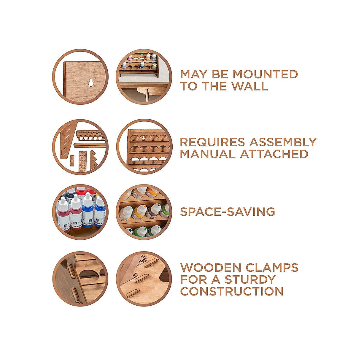 1 x Modular 74 holes + 1 x Wall Vallejo 72 holes Paint Rack Organizer