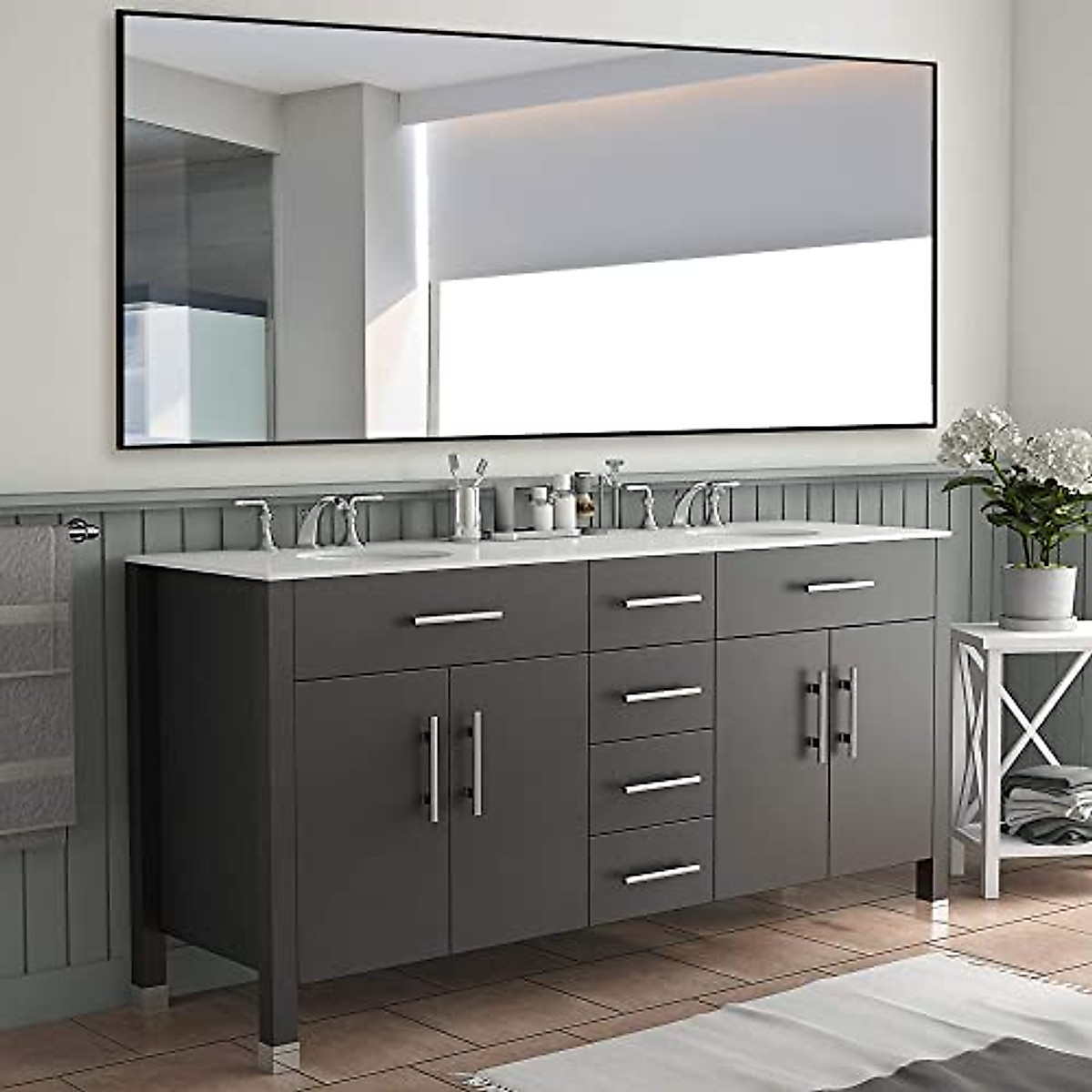 KIAYACI Full Length Mirror Oversized Floor Mirror with Stand Bedroom Dressing Mirror Full Body Wall Mirror (Black, 71" x 32")