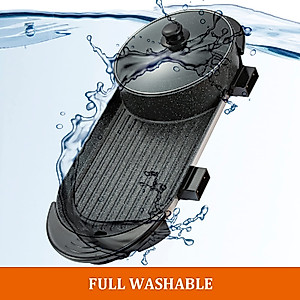 TECSPACE 2 in 1 Smokeless Hot Pot with Grill 2200W, 36.2"Length, 3.2 Qts.Korean BBQ Grill Pan Shabu Shabu Hot Pot with Divider, Dual Temperature Control, Suitable for 2-12 People for Family Party