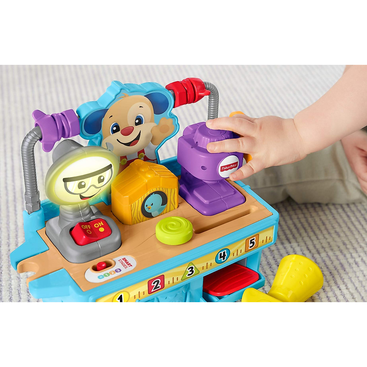 Fisher-Price Baby & Toddler Toy Laugh & Learn Busy Learning Tool Bench Construction Activity for Pretend Play Infants Ages 6+ Months