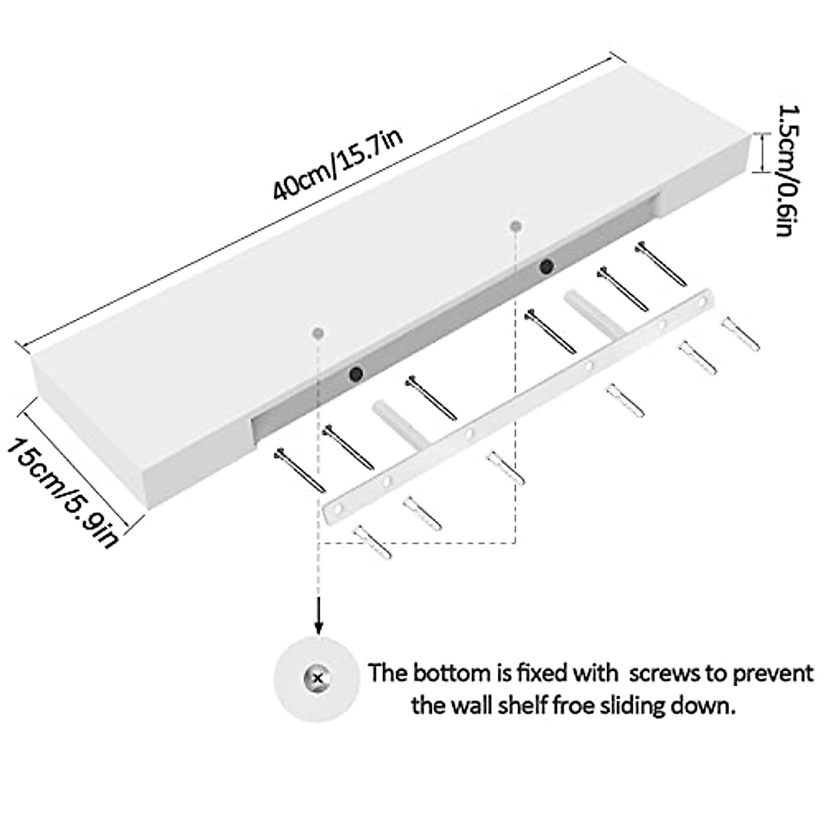 Tiasott Wall Mounted Floating Shelves Set of 3,White Wall Display Floating Shelf,Solid Wood Wall Shelves 3 Pack,Invisible Storage Shelf for Wall,Organize to Photos,Books,Showpiece,Trophy and More.