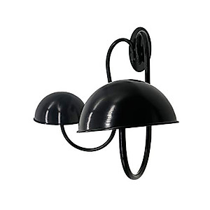 Owlgift Modern Metal Wall Mounted Entryway Retail Hat Rack/Wig Display Stand w/ 2 Circular Hat Hooks, Black