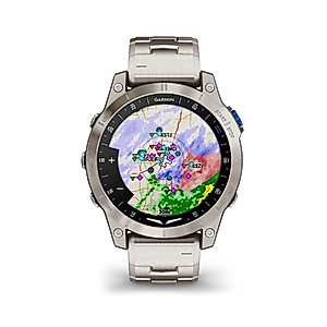 Garmin D2™ Mach 1, Touchscreen Aviator Smartwatch with GPS Moving Map, Aviation Weather, Health and Wellness Features and More, Vented Titanium Bracelet
