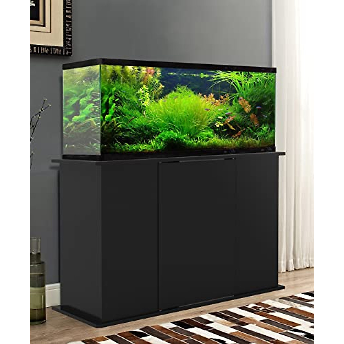 Aquatic Fundamentals, 50/65 Gallon Wood Aquarium Stand, 37.37" L x 19.37" W, Black