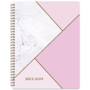 Planner 2023-2024 - July 2023 - June 2024, 2023-2024 Planner, Academic Planner 2023-2024, 8" x 10", 2023-2024 Weekly and Monthly Planner with Marked Tabs, Hardcover with Thick Paper + Contacts + Calendar + Holidays, Twin-Wire Binding - Pink Marble