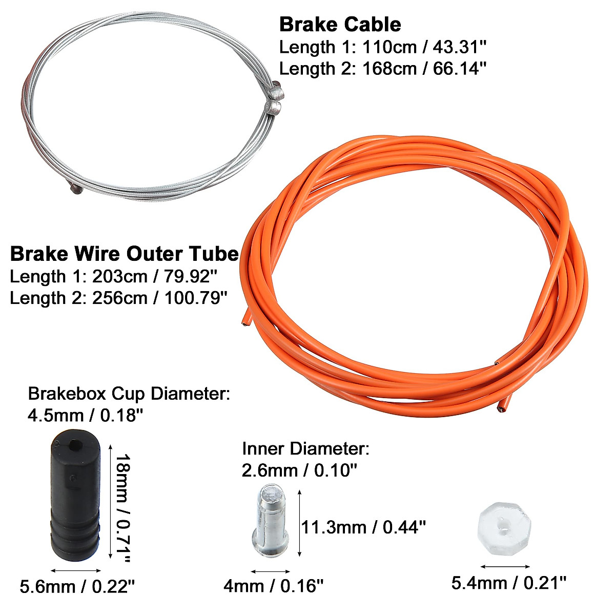 X AUTOHAUX 1 Set Universal Bicycle Shift Derailleur Cable and Brake Cable Kit for Bicycle Mountain Road Bike Orange