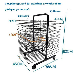 NEOCHY Drying Racks,Art Drying Rack, Metal Wire Work Display Rack, Suitable for Kindergartens and Creative Studios, Paper and Magazine Oiling Air Drying 38-Layer/38 Floors