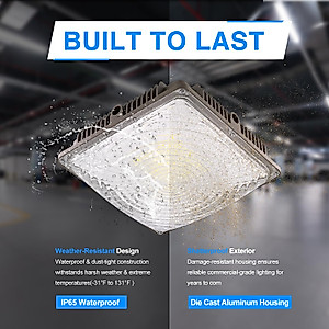 LED Canopy Light 60W, 9000LM LED Canopy Lights Outdoor, 5000K Daylight Square Canopy Gas Station Light for Carport Shop Garage Warehouse Porch Hotel Building Entrances UL Listed, 4 Pack