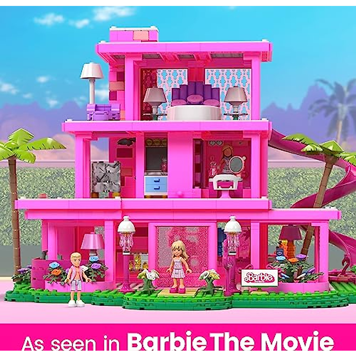 Barbie MEGA Barbie The Movie Building Toys for Adults, DreamHouse Replica with 1795 Pieces, Barbie and Ken Micro-Dolls and Accessories, for Collectors