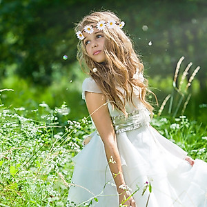 eBoot Multicolor Daisy Flower Headband Crown with Adjustable Elastic Ribbon, 5 Pieces (Multicolor B)