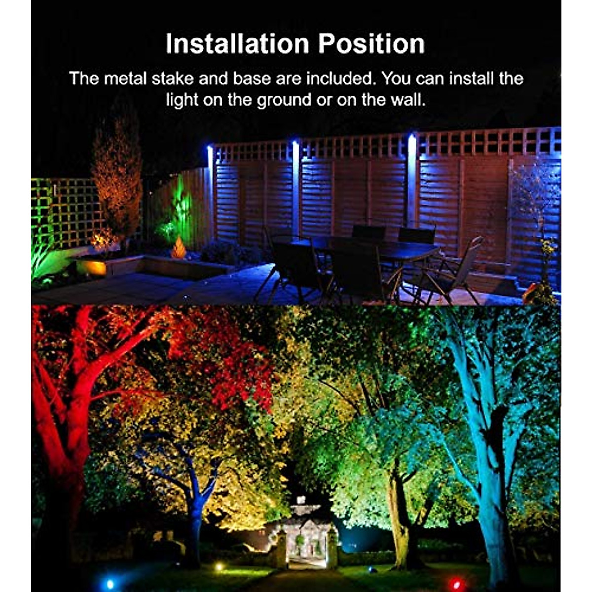 TOVEENEN Color Changing LED Outdoor Landscape Spotlight Remote 10W RGB Waterproof Spot Light for Yard Tree Garden Halloween Christmas Lighting