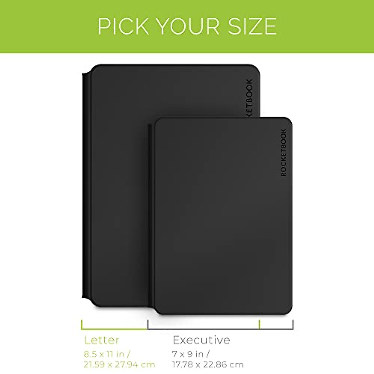 New Rocketbook Pro Smart Notebook | Black | Scannable Office Notebook with 20 Sheet Page Pack - Lined and Dot Grid | Hardcover Vegan Leather Reusable with 1 Pilot Frixion Pen & 1 Microfiber Cloth | Executive Size: 7 in x 9 in