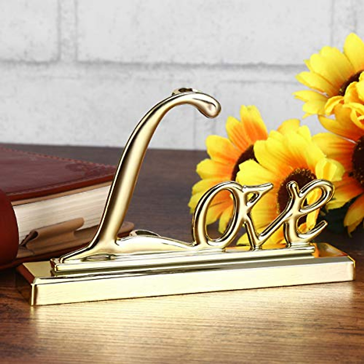 NUOBESTY Signing Pen with Plated Metal Love Holder for Wedding Engagement Party Guestbook Table Decor Golden