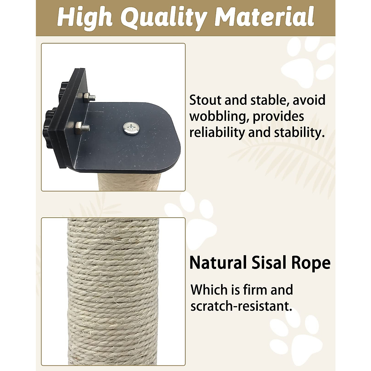 VCEPJH 2 Pcs Cat Scratching Post for Crate Cage Mounted Cat Scratcher Natural Sisal Scratch for Scratching and Climbing Furniture 15x2.7inches (White)