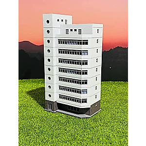 N Scale Train Railway Scene White Apartment Building Model - 1:160