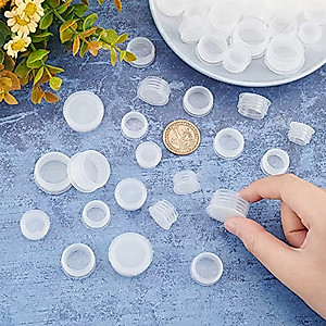 GORGECRAFT 5 Size 50PCS Salt and Pepper Shaker Stoppers Plastic Salt Shaker Plug Stopper 1/2 to 7/8 Inch Replacement Plug Bottle Caps Reusable Clear Round End Cap for Bottles Pipes Flower Pots