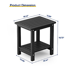 YEFU Small Table Set of 2 Side Tables Outdoor Coffee Table for Patio Living Room Bedroom(Black, Double Layer)
