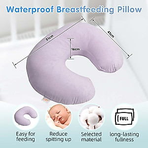 LAT Waterproof Nursing Pillow and Positioner, Breastfeeding Pillow for Mom,Newborn Infant Soft Cotton Feeding Cushion for Boys and Girls(Pink)