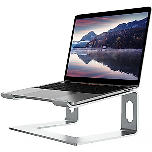 Laptop Stand for Desk Aluminum Computer Stand for Laptop Riser Holder Notebook Stand Compatible with MacBook Air Pro, Dell, HP, Lenovo Samsung, Alienware All Laptops 11-17.3” (Silver)