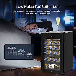 Aprafie Wine Cooler Refrigerator 24 Bottles Compressor Freestanding Beverage Wine Fride For Red, White, Champagne or Sparkling Wine 40°F to 65°F Digital Temperature Control Full Glass Door