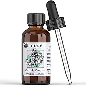 HBNO Organic Oregano Essential Oil - 1 oz (30ml) - USDA Certified Organic Oregano Essential Oil, Steam Distilled for Aromatherapy, Soap Making, DIY, Fragrances, Diffuser.