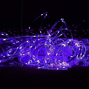 SUNSEATON Solar Rope Lights,50 LEDs 16ft/5M Waterproof Solar String Copper Wire Light,Outdoor Rope Lights for Garden Yard Path Fence Tree Wedding Party Decorative (Purple)