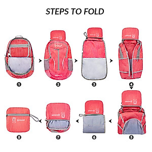 ZOMAKE 25L Ultra Lightweight Packable Backpack - Foldable Hiking Backpacks Water Resistant Small Folding Daypack for Travel(Red)