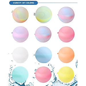 FEBALHS 12pcs Reusable Water Balloons, Summer Outdoor Silicone Pool Beach Water Toys for Kids 4-8-12, Outside Water Bomb Ball Games Refillable Fun Party Gift for Boys and Girls