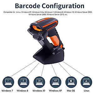 Symcode Bluetooth 2D QR Barcode Scanner with Stand,Industrial Dustproof and Waterproof 3 in 1 Compatible with Bluetooth & 2.4GHz Wireless & Wired Connection with Vibration Alert