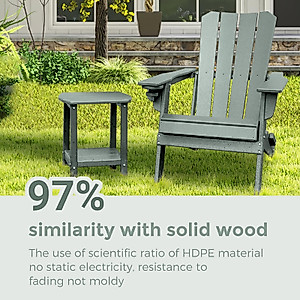 GARDENSTAR Adirondack Square Outdoor Side Table,2-Tier Storage Patio Side Table, HDPE End Tables for Backyard Pool Porch Garden Lawn LightGrey